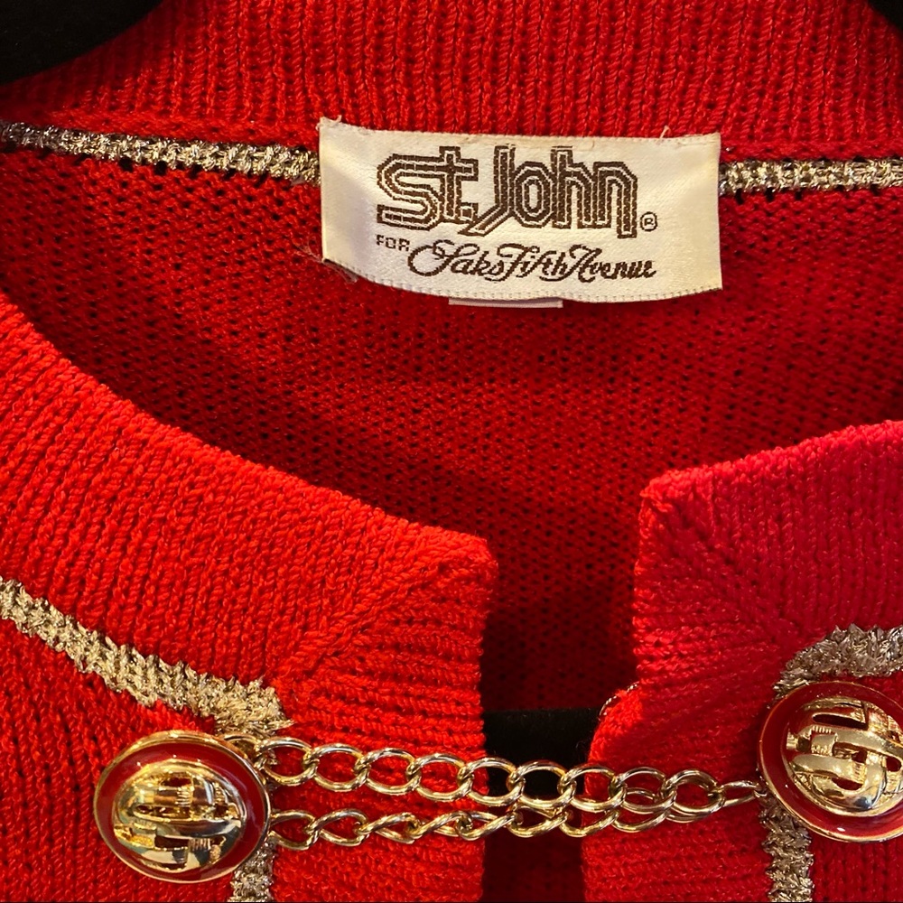 St. John Red And Gold Military Jacket, Size 10 - Gem